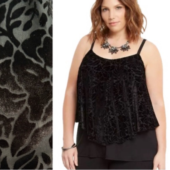 torrid | Tops | Torrid Velvet Floral Burnout Couble Layered Cami Womens ...